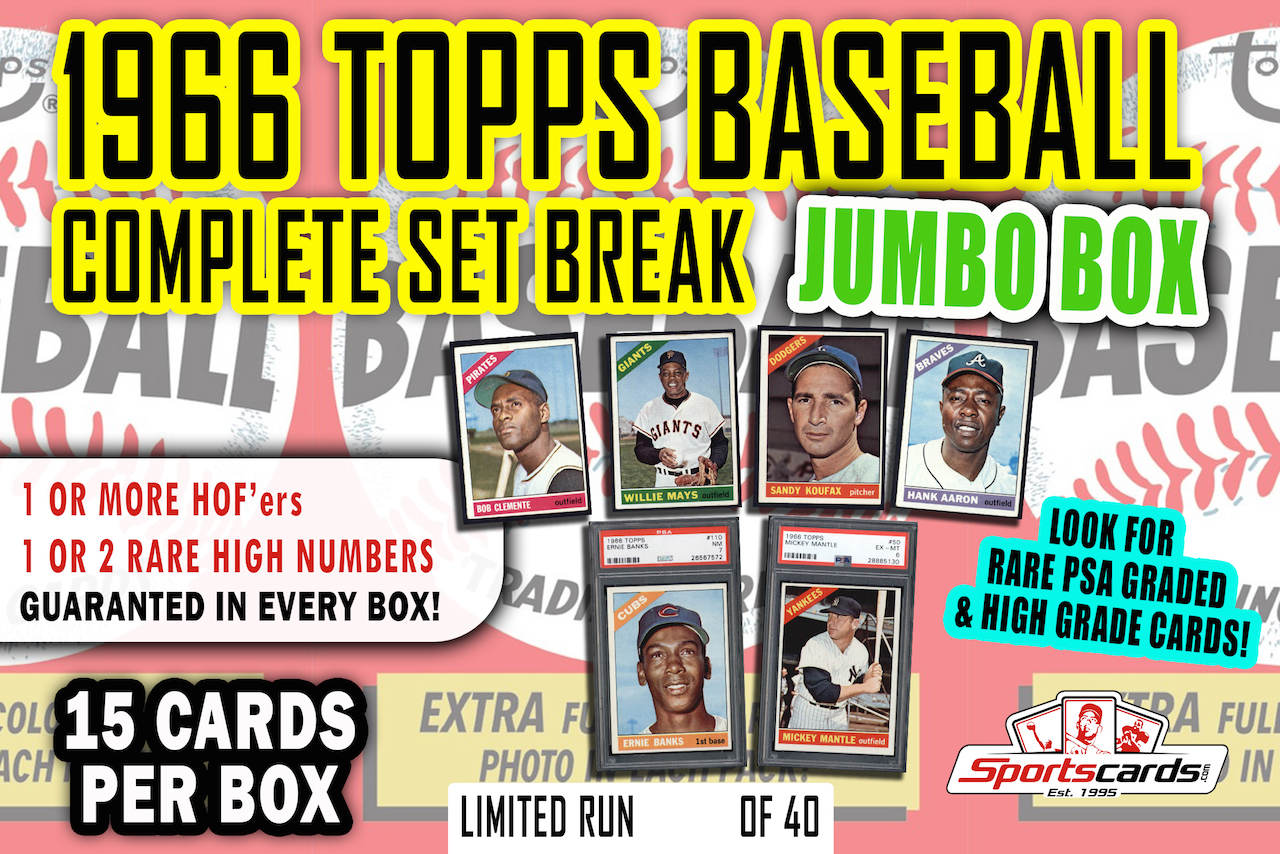 1966 Topps Baseball Complete Set Break JUMBO Mystery BOX – 15 Cards Per ...