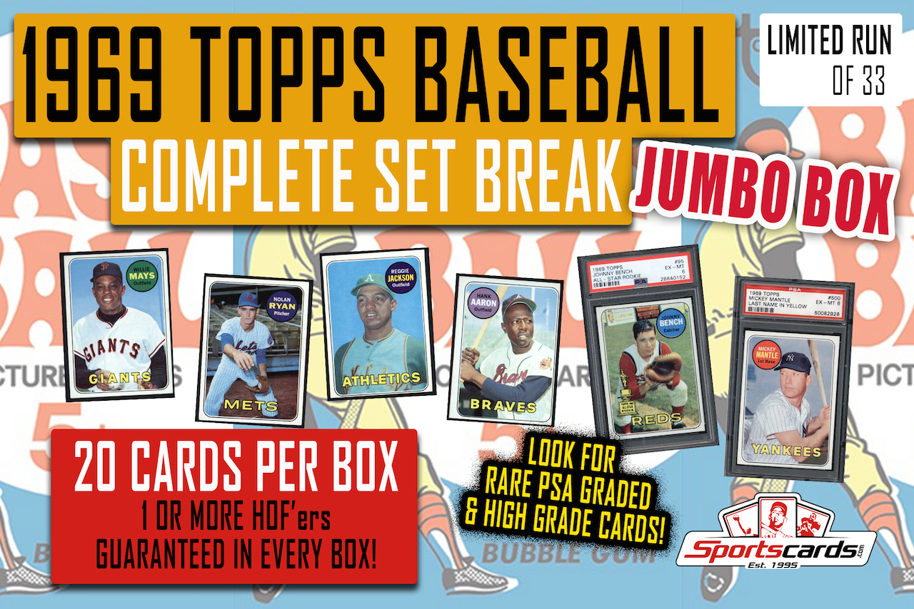 1969 Topps Baseball Complete Set Break JUMBO Mystery BOX – 20 Cards Per ...