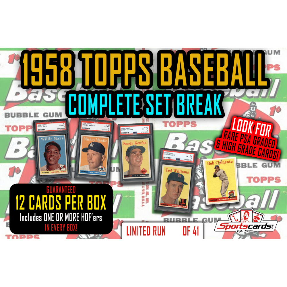 1958 Topps Baseball Complete Set Break Mystery BOX – 12 Cards Per Box ...