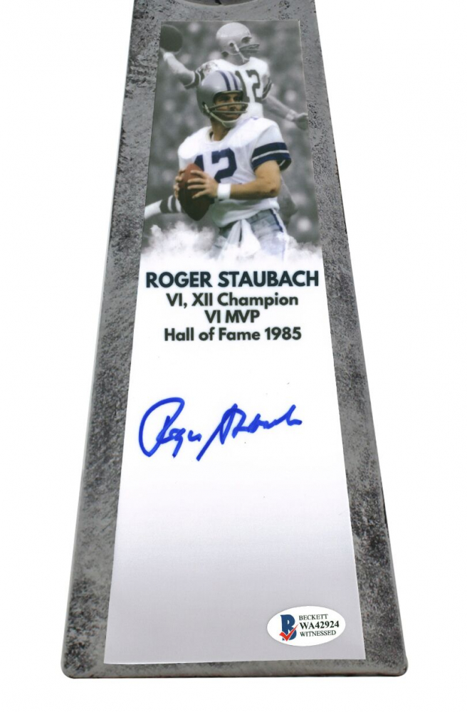Roger Staubach Signed Cowboys 15” Football Championship Trophy (Beckett ...