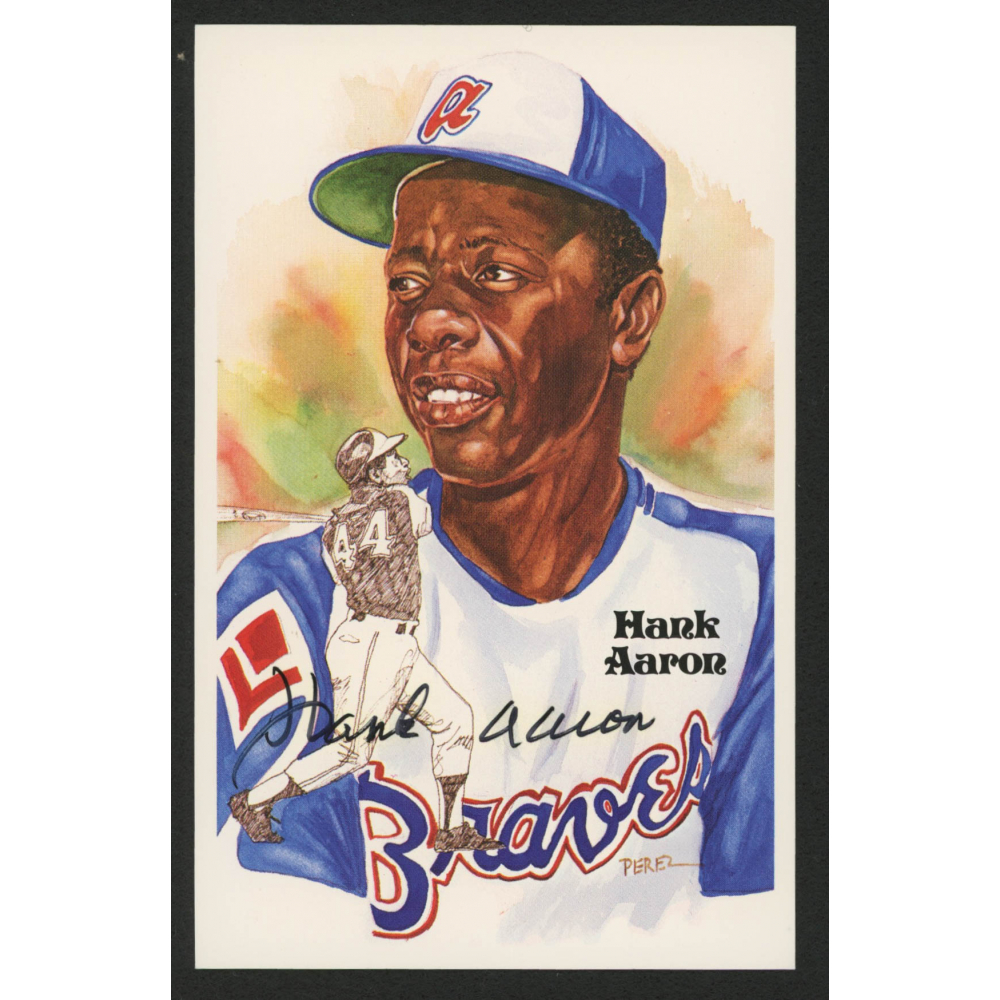 Hank Aaron Signed LE 1980-02 Perez-Steele Hall of Fame Postcard #177 ...