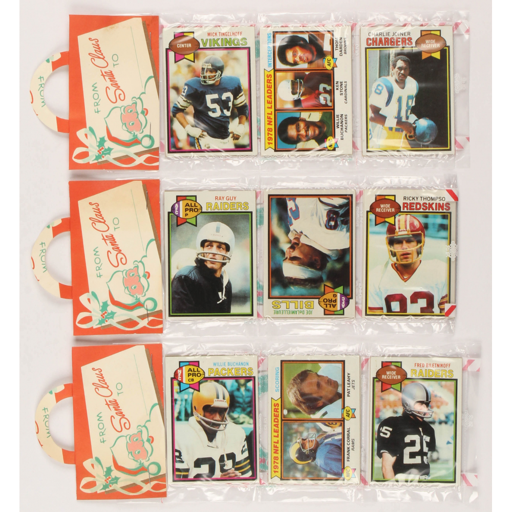 Lot of (3) 1979 Topps Football Unopened Christmas Rack Packs with (12 ...