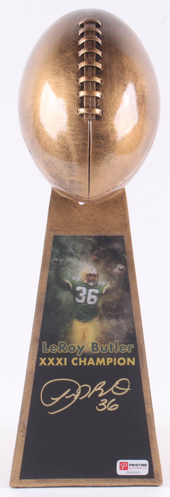 LeRoy Butler - Packers - Signed Large Gold Football Championship Trophy ...
