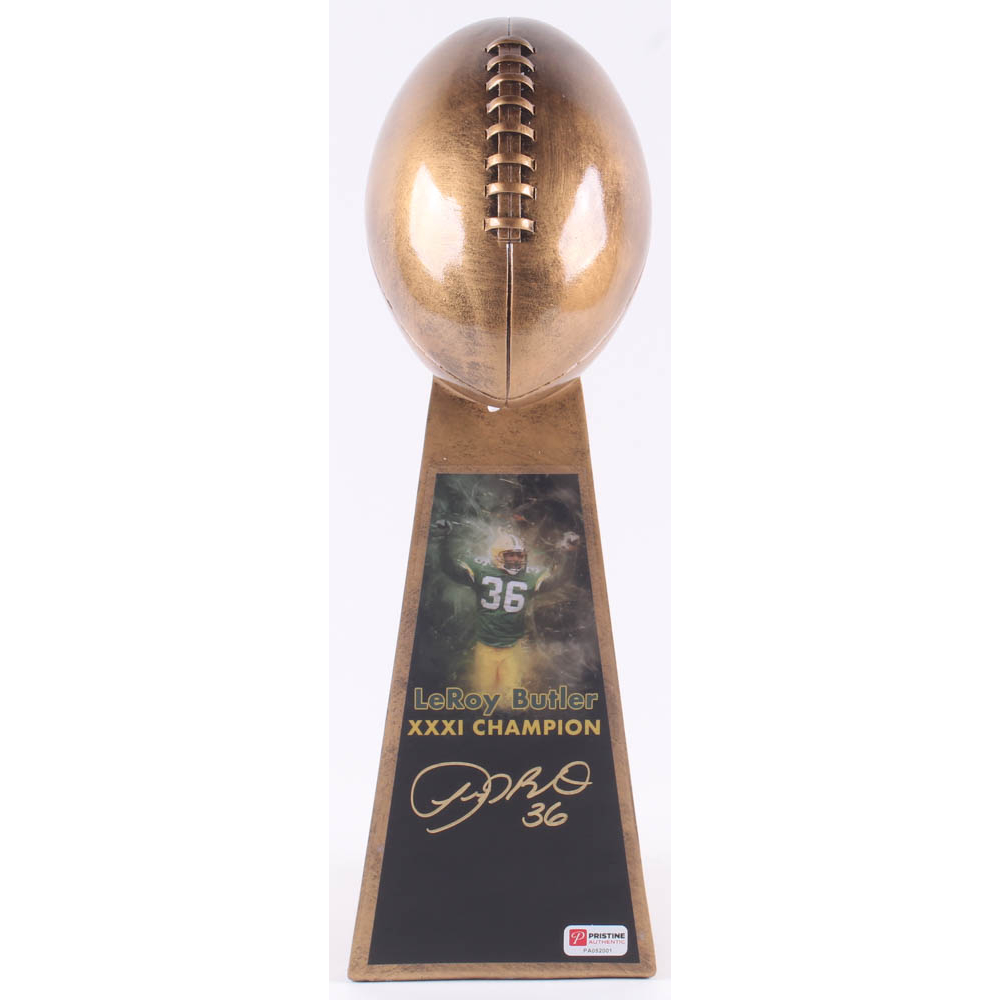 LeRoy Butler - Packers - Signed Large Gold Football Championship Trophy ...
