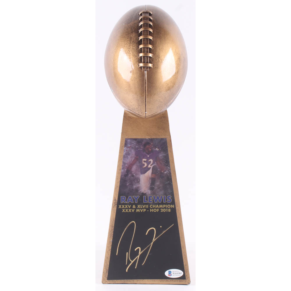 Ray Lewis Signed Large Gold Championship Trophy (Beckett COA ...