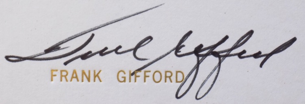 Frank Gifford Signed LE 9.5x10.5 Original Handprint from The Original ...