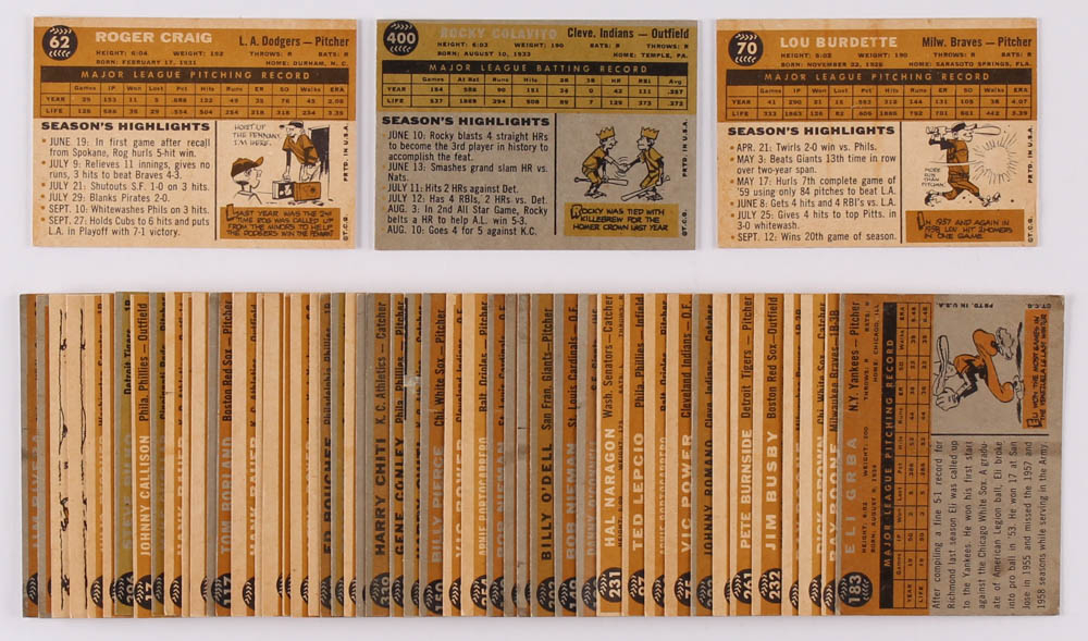 Lot of (51) 1960 Topps Baseball Cards with Rocky Colavito #400, Lew ...