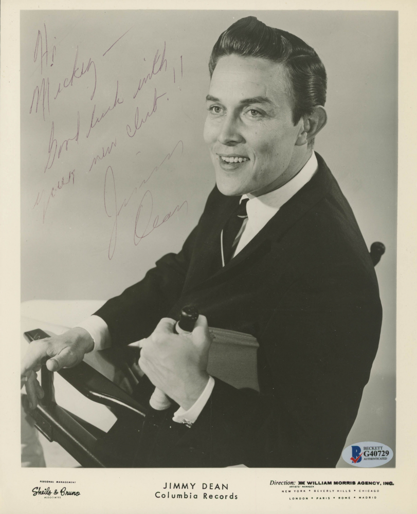 Jimmy Dean Signed 8x10 Photo with Inscription (Beckett COA) | Pristine ...