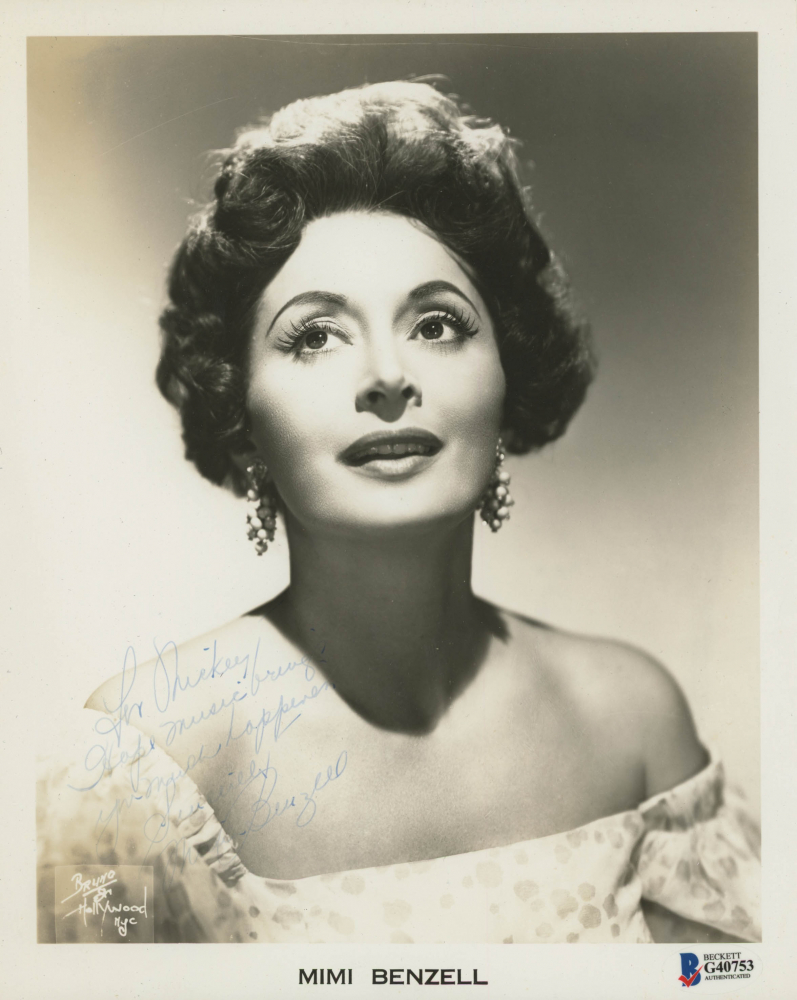 Mimi Benzell Signed 8x10 Photo with Extensive Inscription (Beckett COA ...