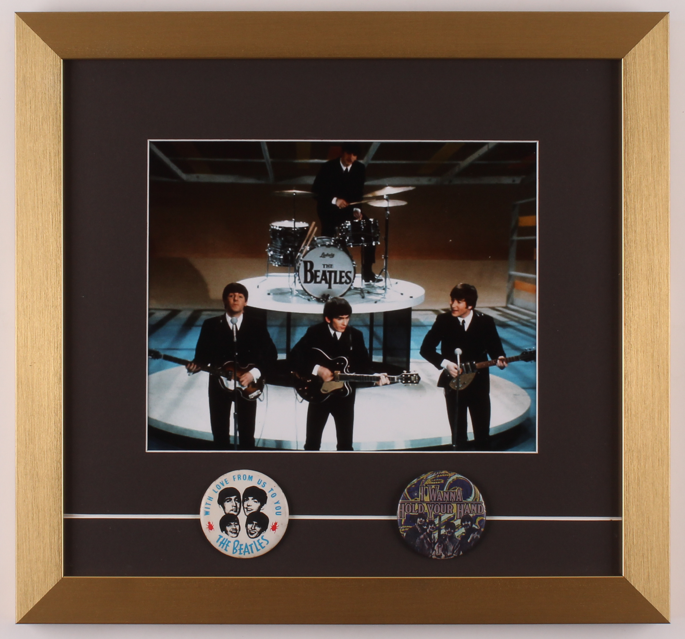 The Beatles 15x16 Custom Framed Photo Display with (2) Vintage 1960's ...