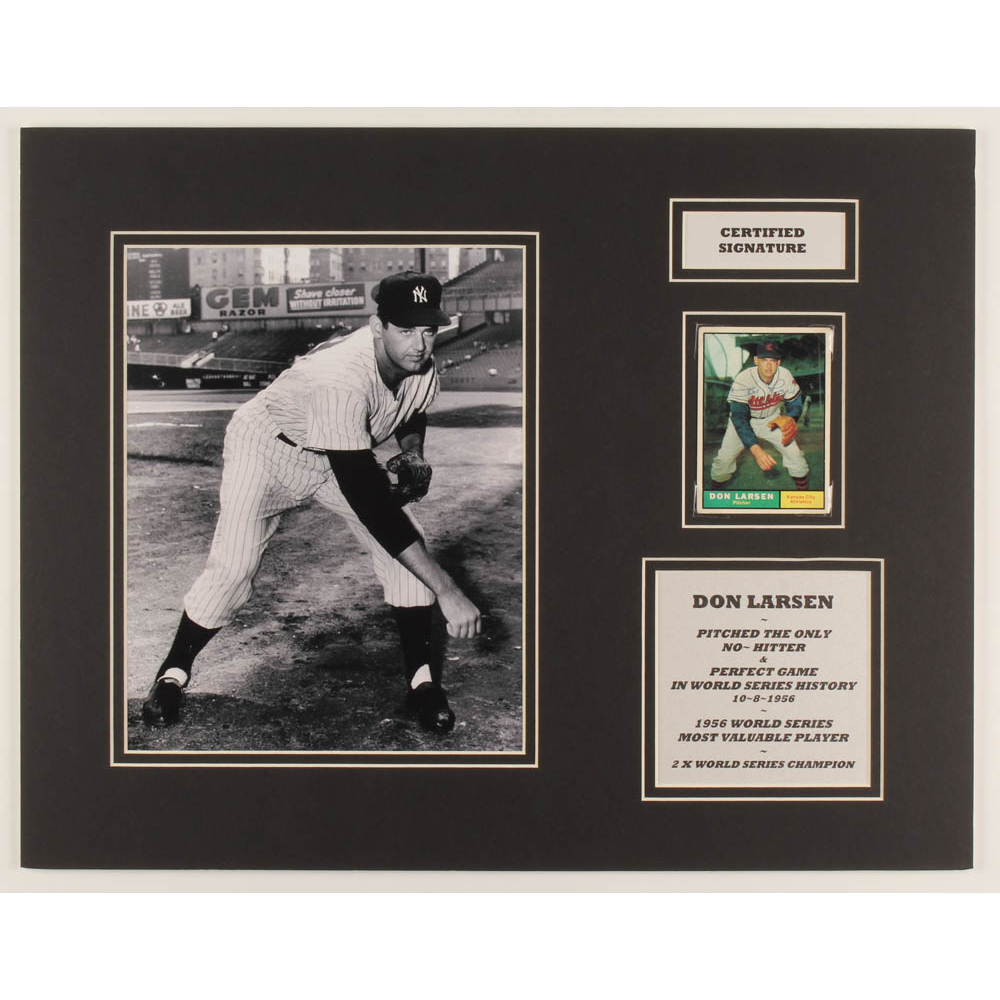 Don Larsen Signed Yankees 14x18 Custom Matted Card Display with Don ...