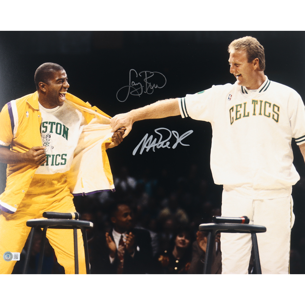 Magic Johnson & Larry Bird Signed 16x20 Photo (Beckett) | Pristine Auction