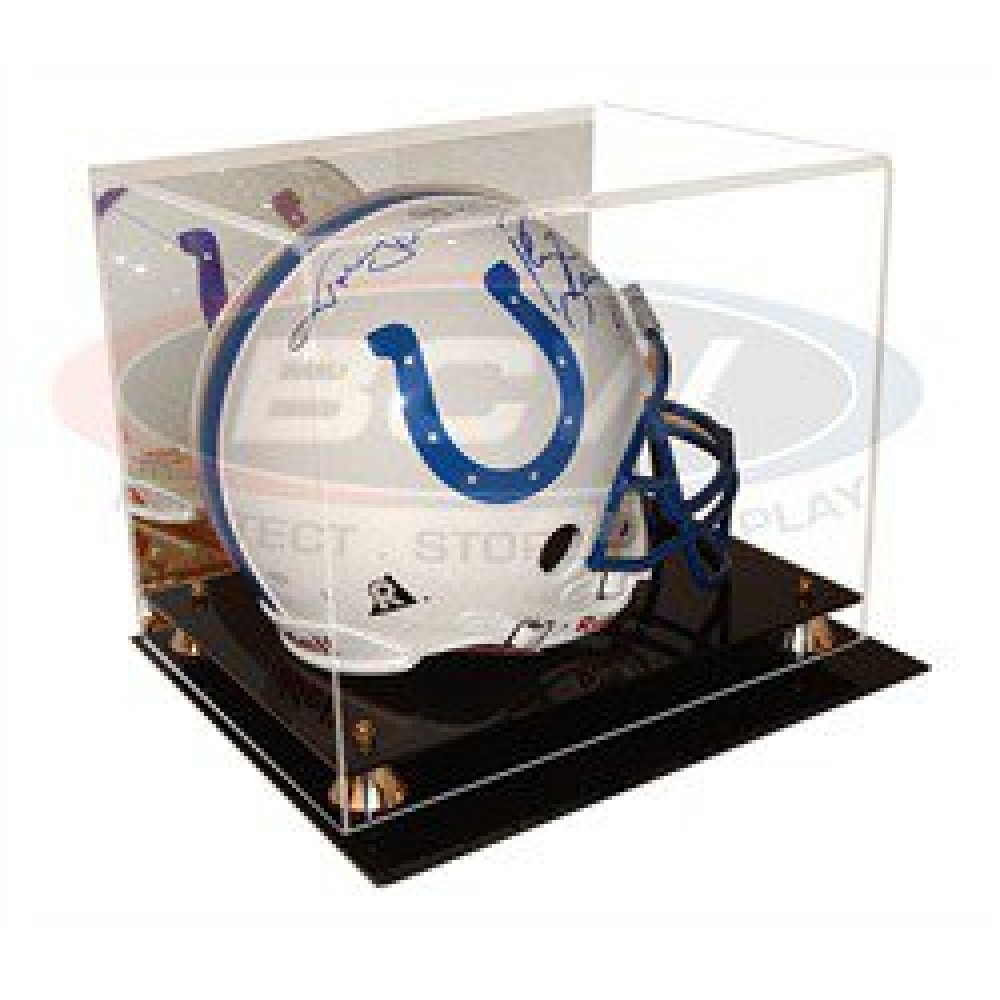 Deluxe Acrylic Full-Size Helmet Mirrored Display Case -Black Base ...