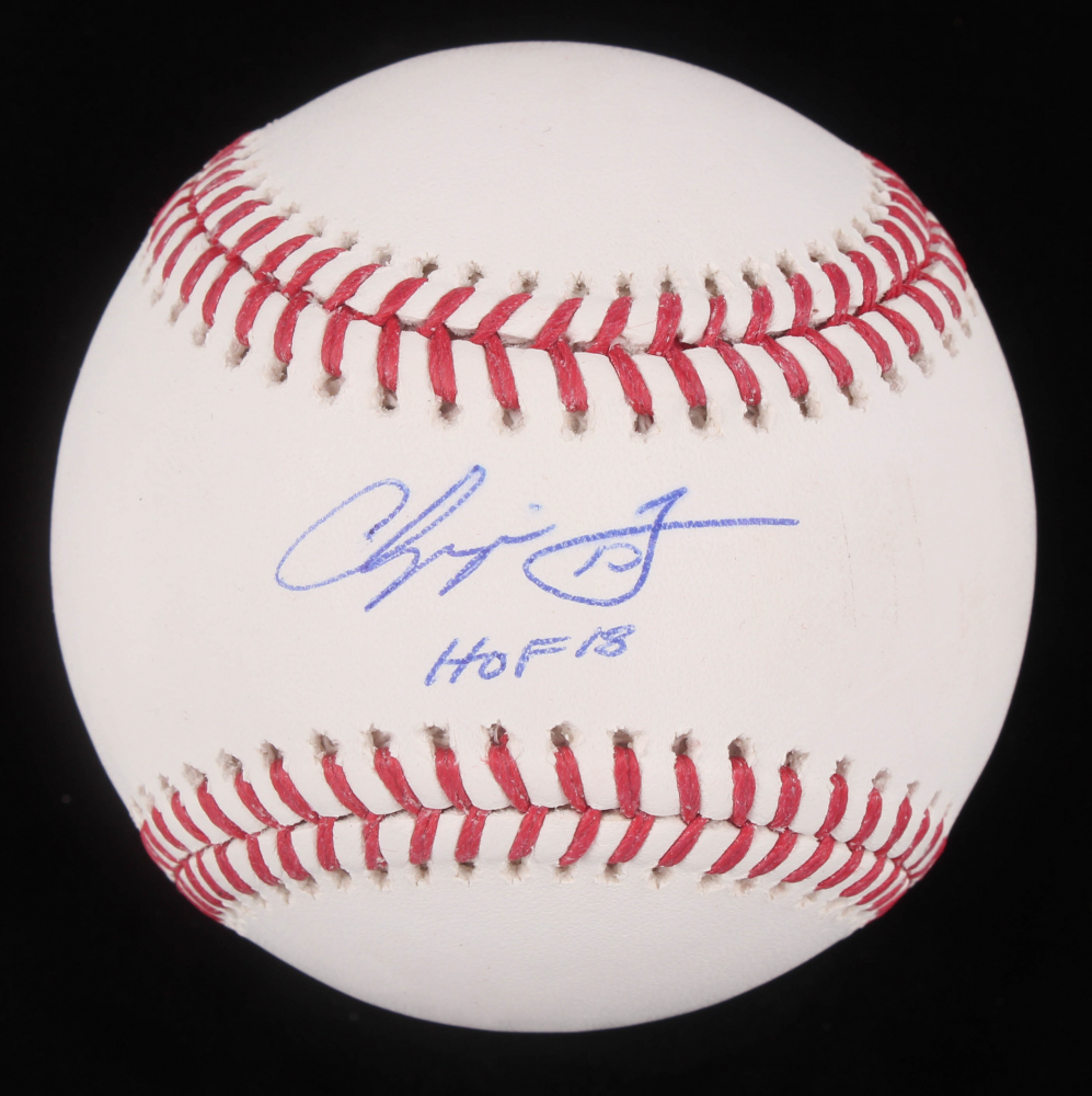 Chipper Jones Signed OML Baseball Inscribed "HOF 18" (Beckett ...