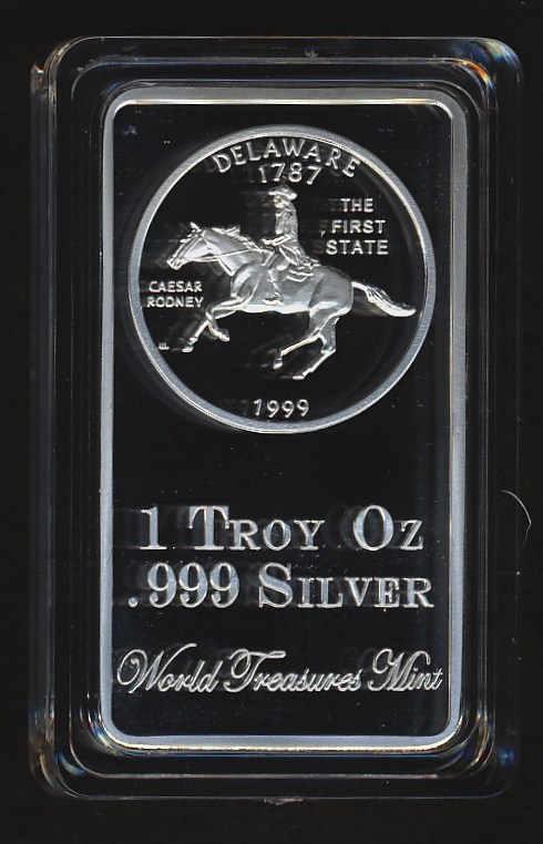 1 Troy Ounce .999 Silver Clad Delaware State Quarter Commemorative ...