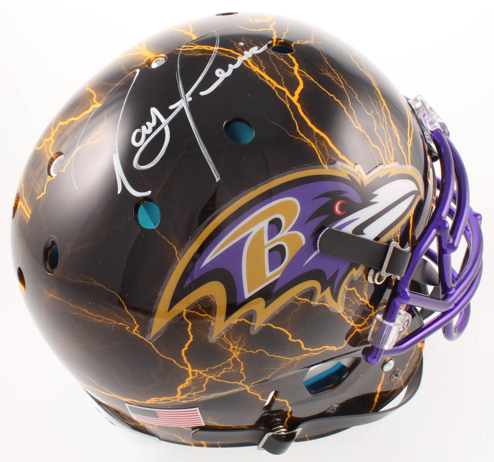 Ray Lewis Signed Ravens Full-Size Authentic On-Field Hydro-Dipped ...