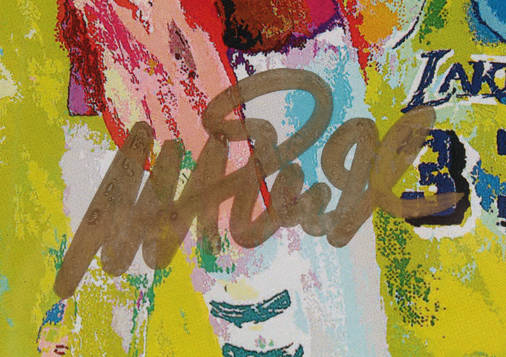 Magic Johnson & Larry Bird Signed 14x19 Custom Framed LeRoy Neiman Print Display (JSA COA ...