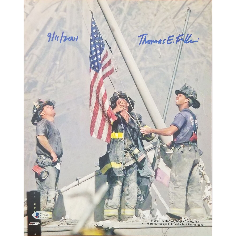 Thomas E. Franklin Signed "Raising the Flag at Ground Zero" 11x14 Photo ...