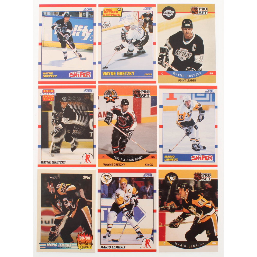 Lot of (9) Hockey Cards with 1990-91 Pro Set #394 Wayne Gretzky, 1990 ...