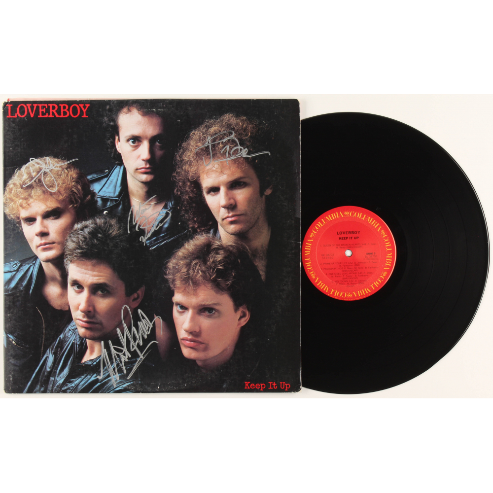 Loverboy "Keep It Up" Vinyl Record Album Signed by (4) with Mike Reno, Paul Dean, Doug Johnson ...
