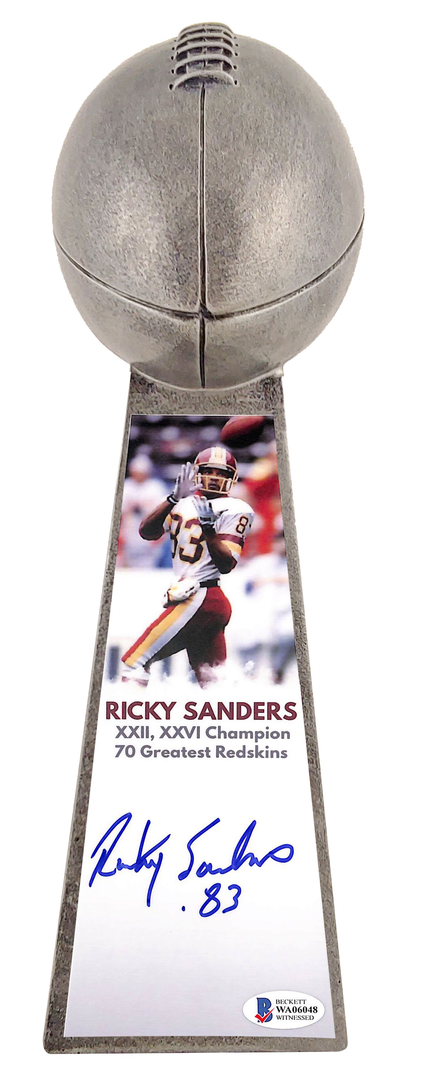 Ricky Sanders Signed Redskins 15" Lombardi Football Championship Trophy ...