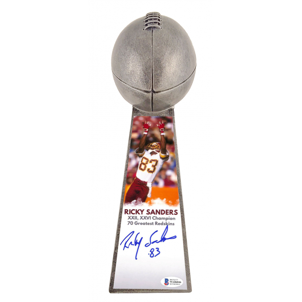 Ricky Sanders Signed Redskins 15" Lombardi Football Championship Trophy ...