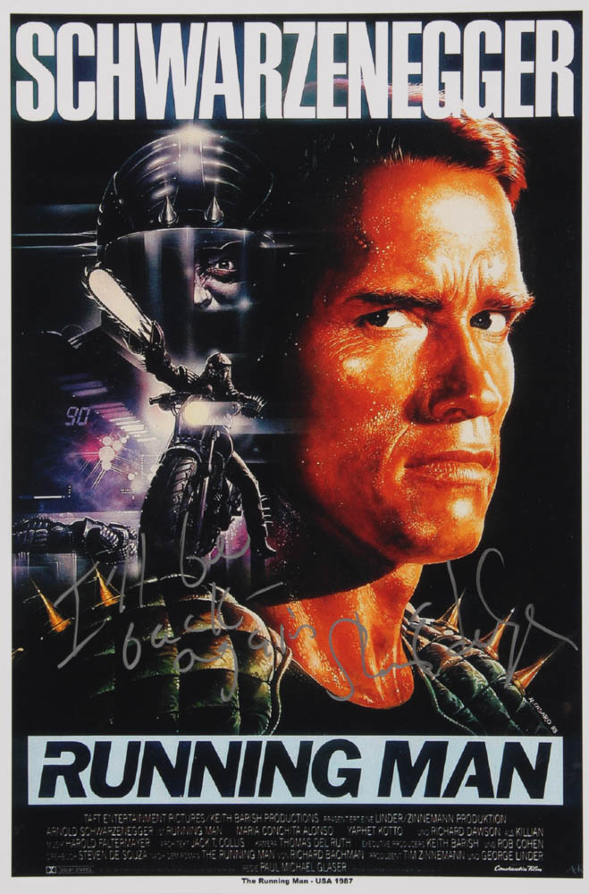 Steven E. de Souza Signed "The Running Man" 12x18 Photo Inscribed "I'll ...