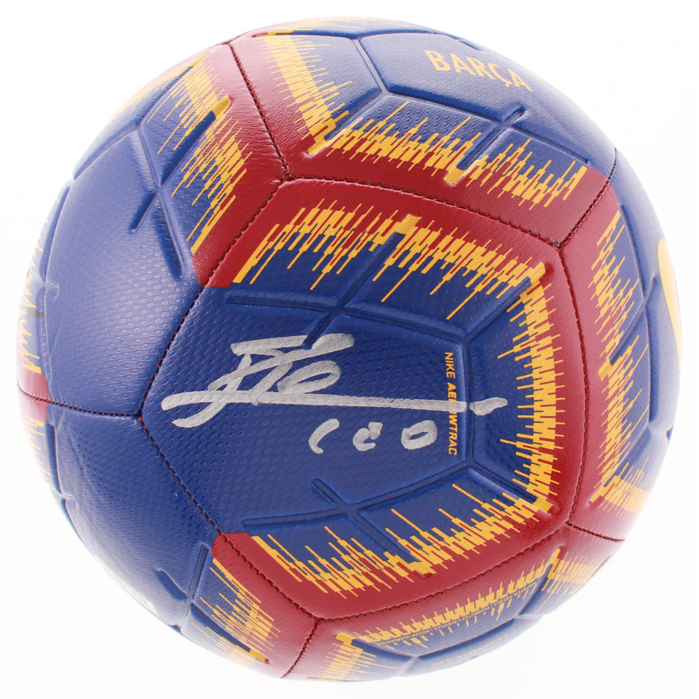 Lionel Messi Signed Barcelona Logo Soccer Ball Inscribed "Leo" (Beckett ...
