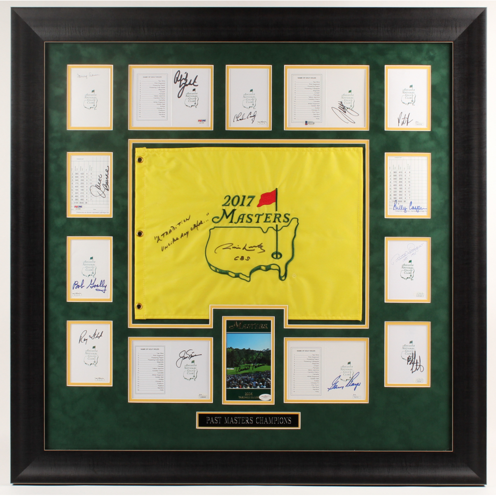 Masters Champions 36.5x37 Custom Framed Golf Pin Flag & Scorecards ...
