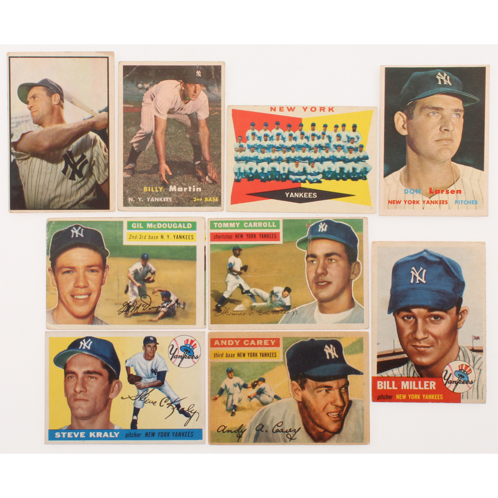 Lot of (9) Yankees Baseball Cards with 1953 Bowman #84 Hank Bauer, 1957 ...