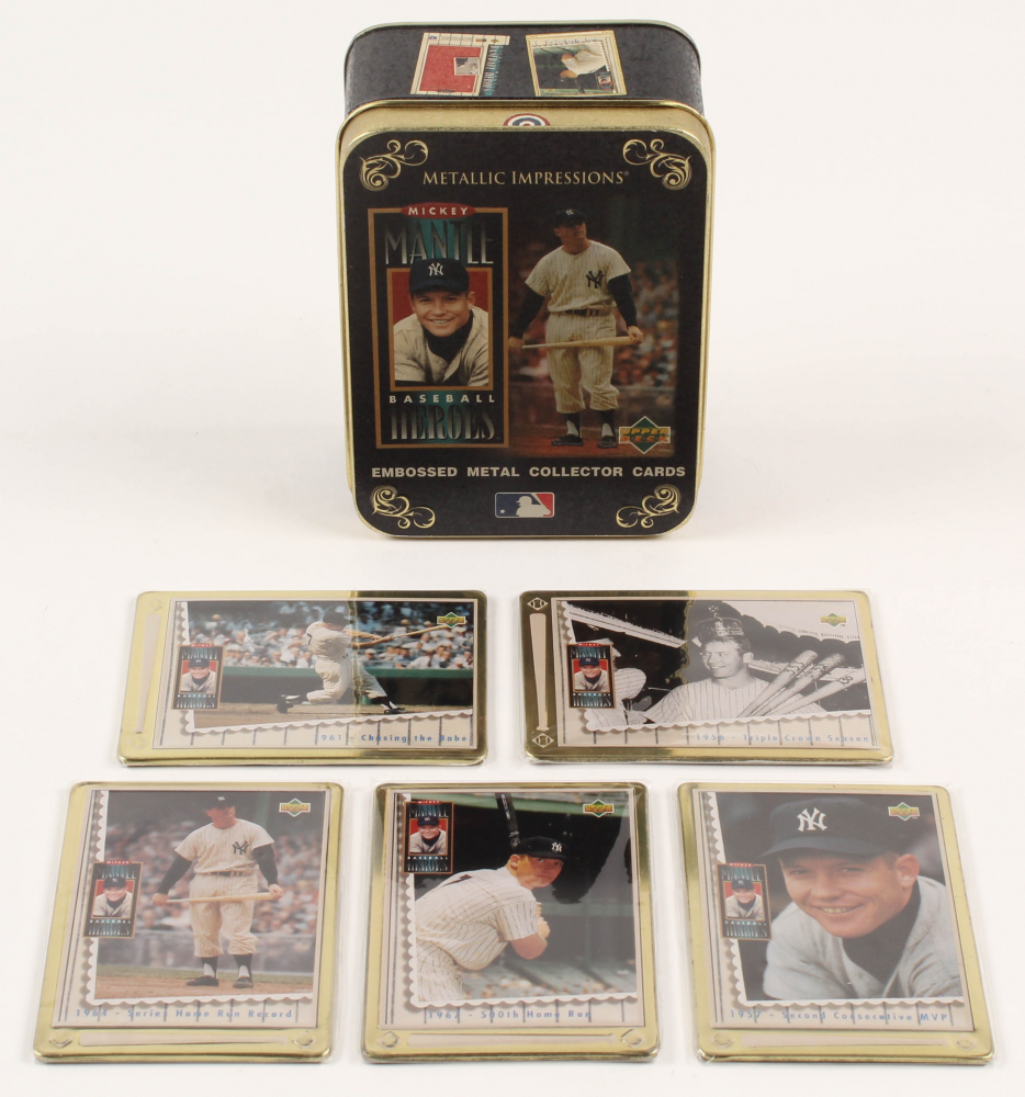 Complete Set of (5) Mickey Mantle Metallic Impressions Embossed Metal ...