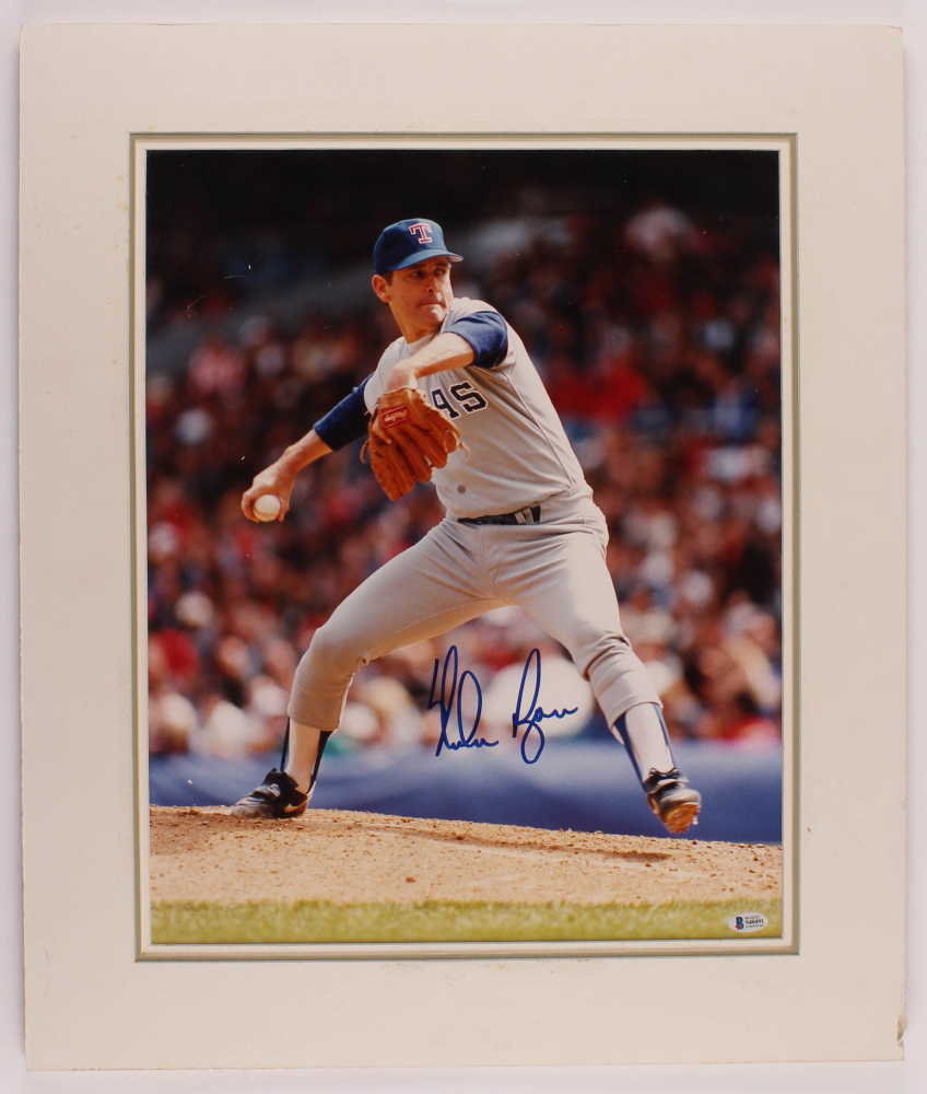 Nolan Ryan Signed Rangers 22x26 Custom Matted Photo Display (Beckett ...