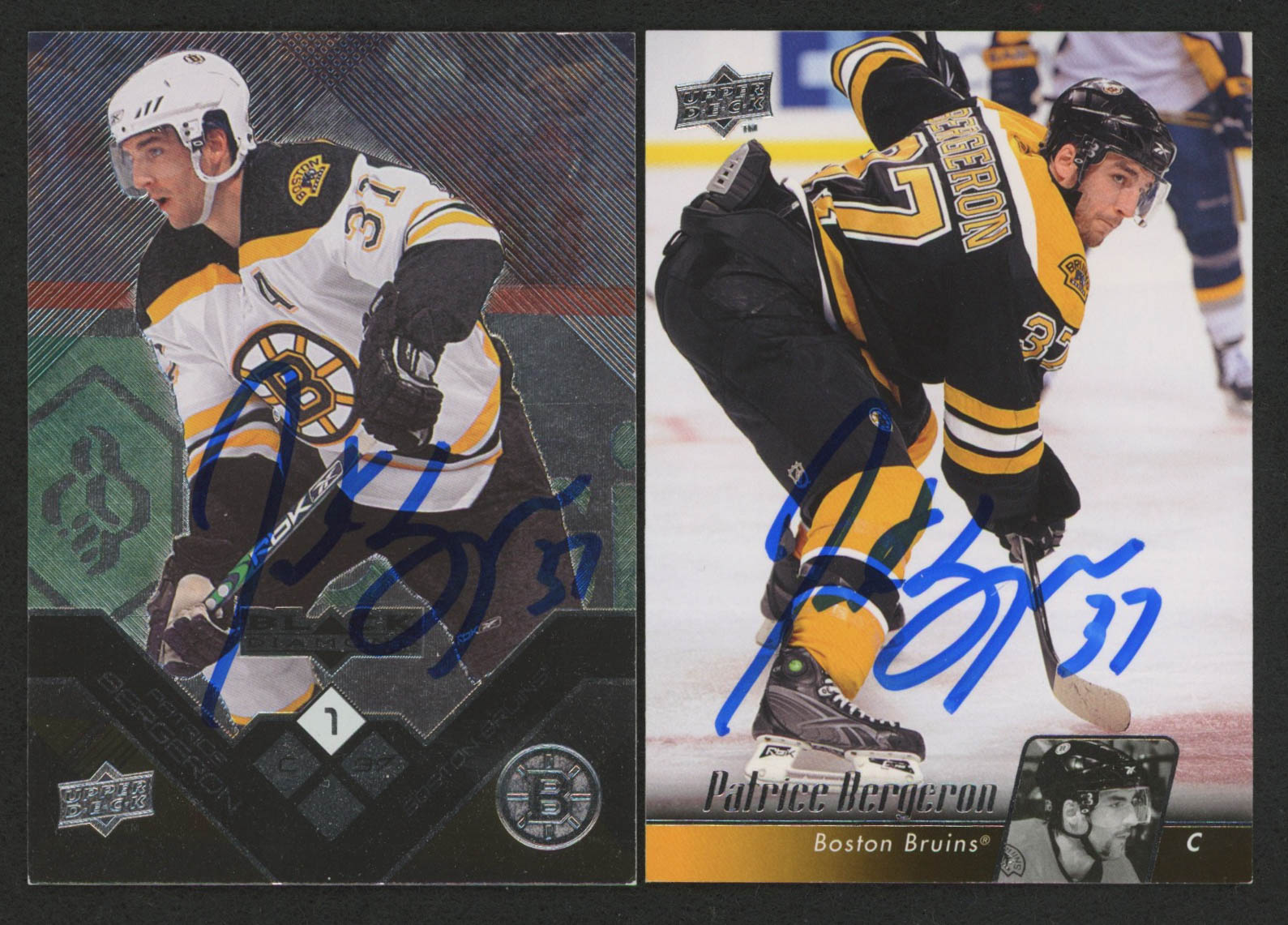 Lot of (2) Patrice Bergeron Signed Hockey Cards with 2008-09 Black ...