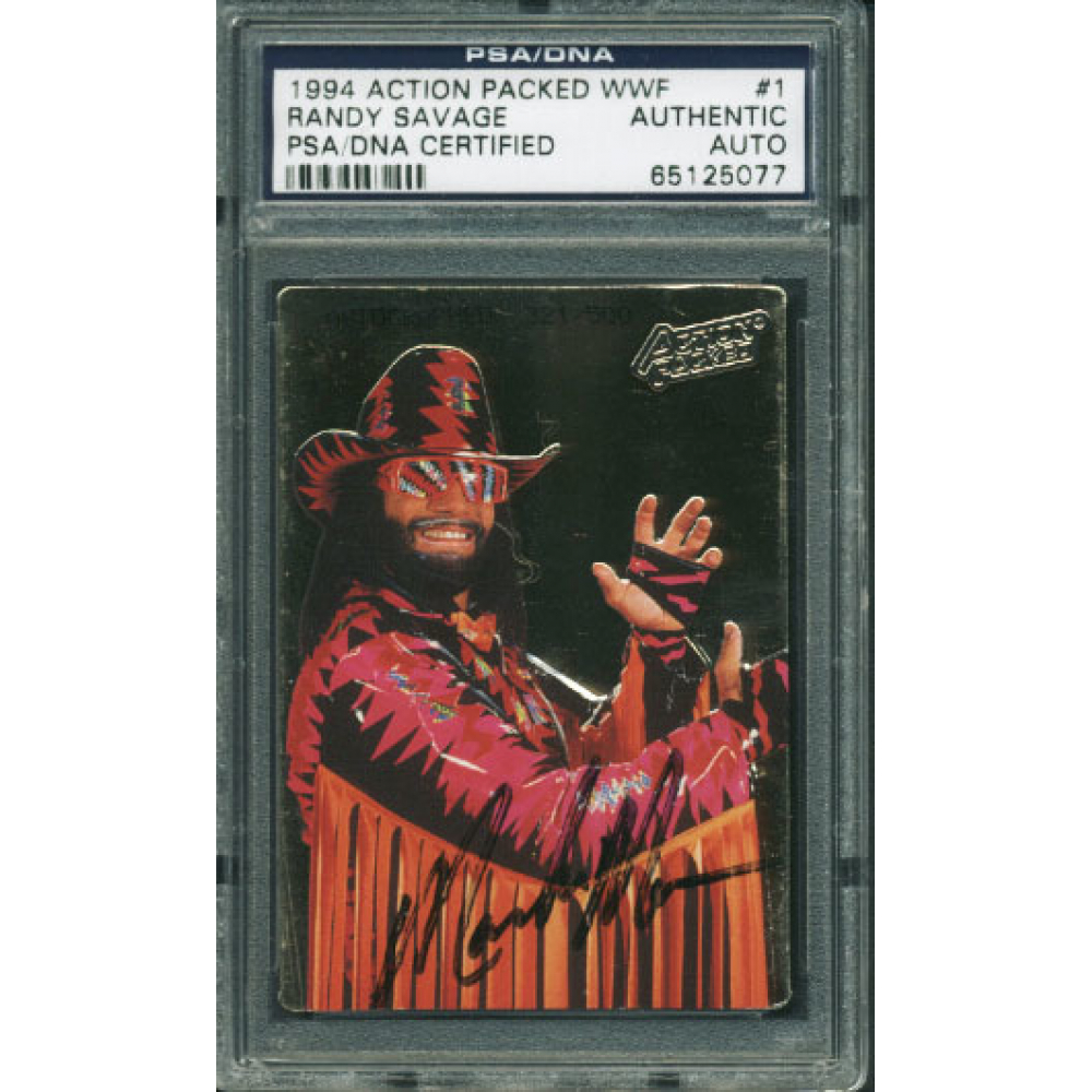 "Macho Man" Randy Savage Signed 1994 Action Packed WWF #1 (PSA ...