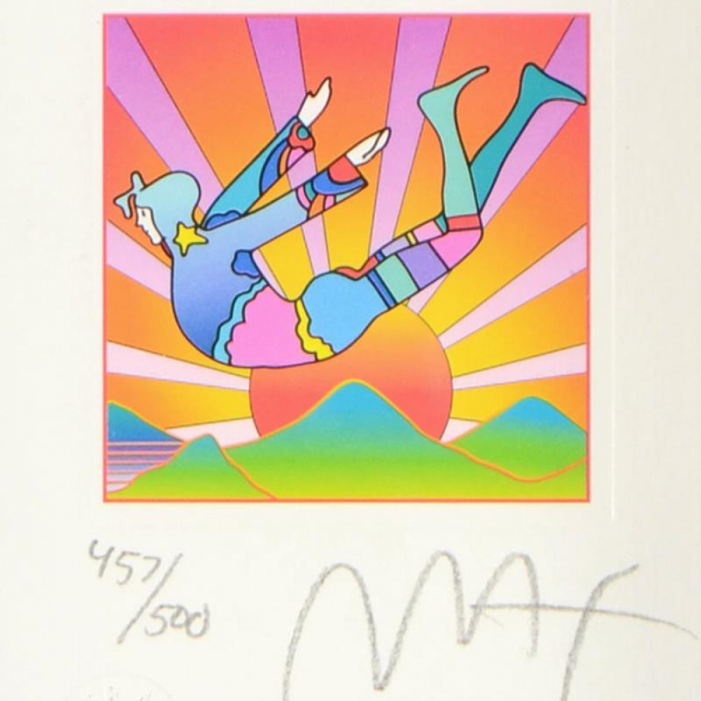 Peter Max Signed "Cosmic Flyer with Sun" Limited Edition 10x11 Custom ...