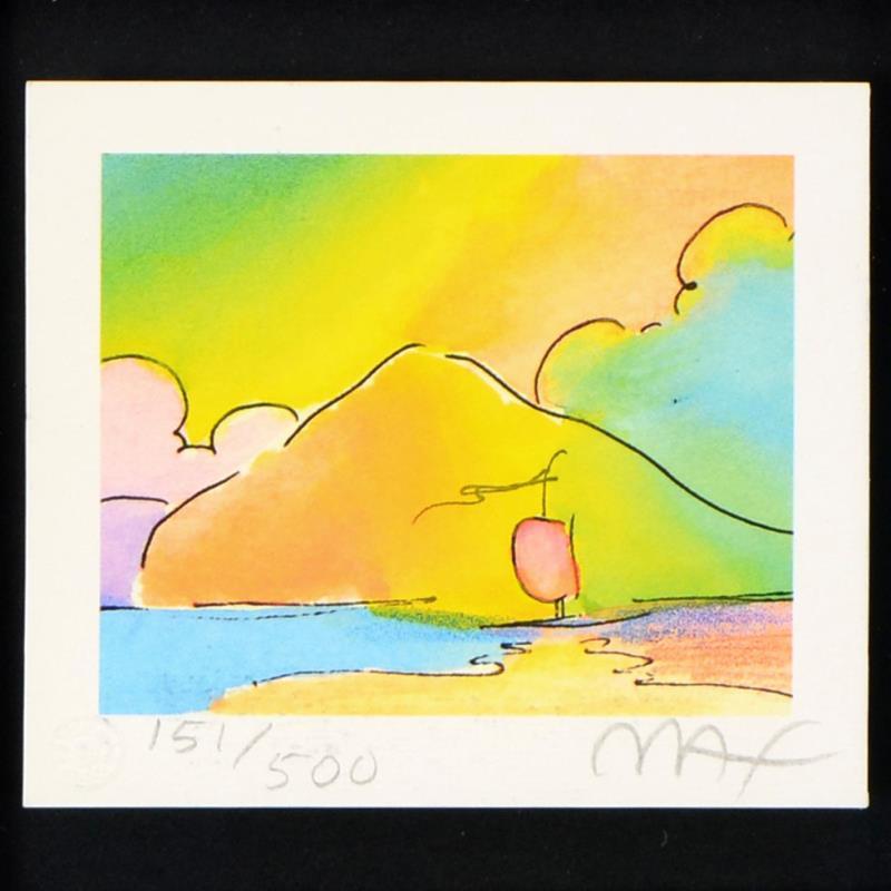 Peter Max Signed "Sailboat and Mountain View" Limited Edition 10x10 ...