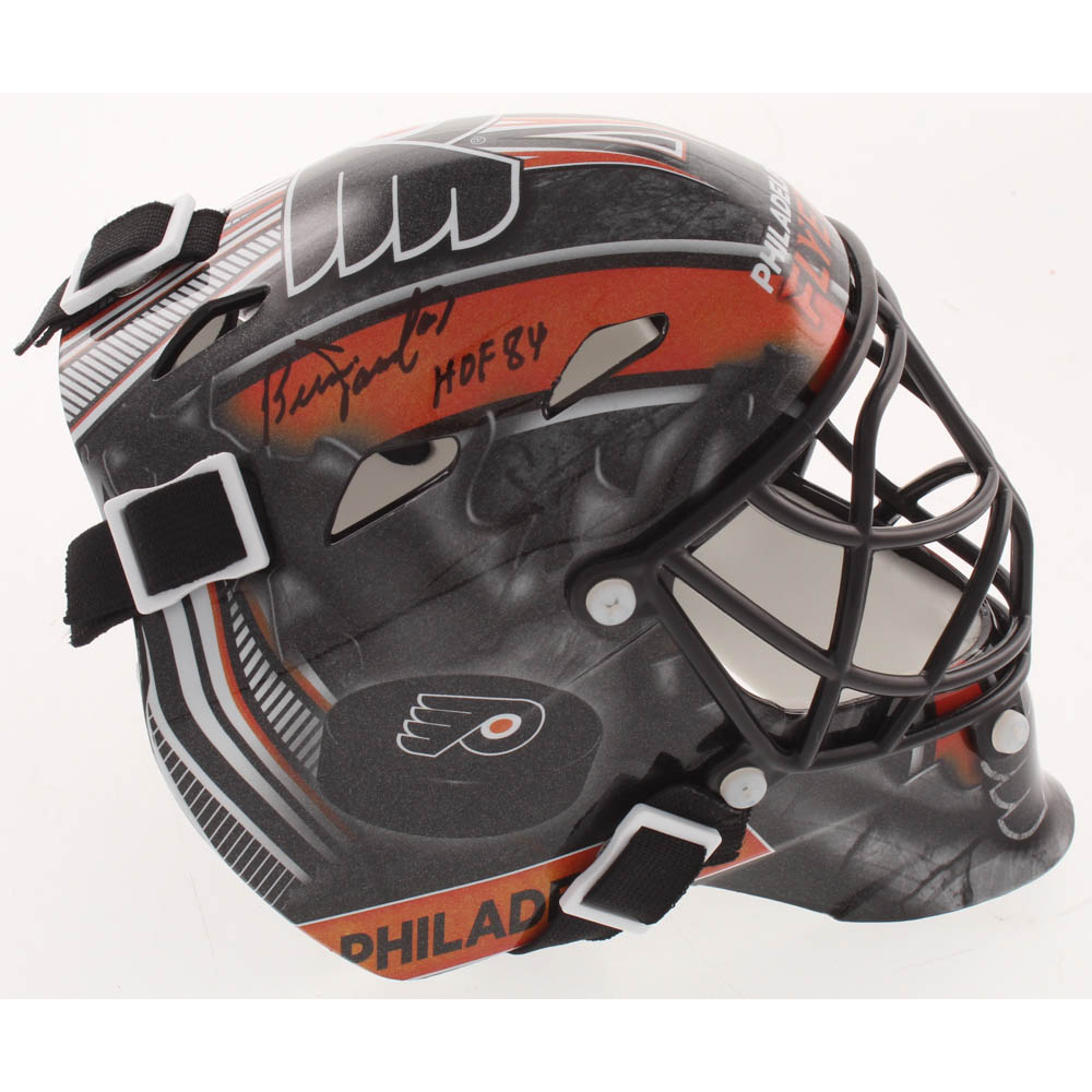 Bernie Parent Signed Flyers Mini Goalie Mask Inscribed "HOF 84 ...