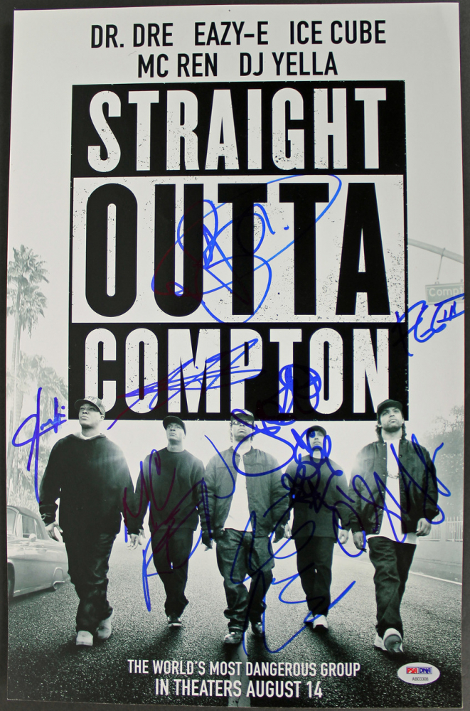 "Straight Outta Compton" 12x18 Poster Signed by (7) Cast & Band Members ...