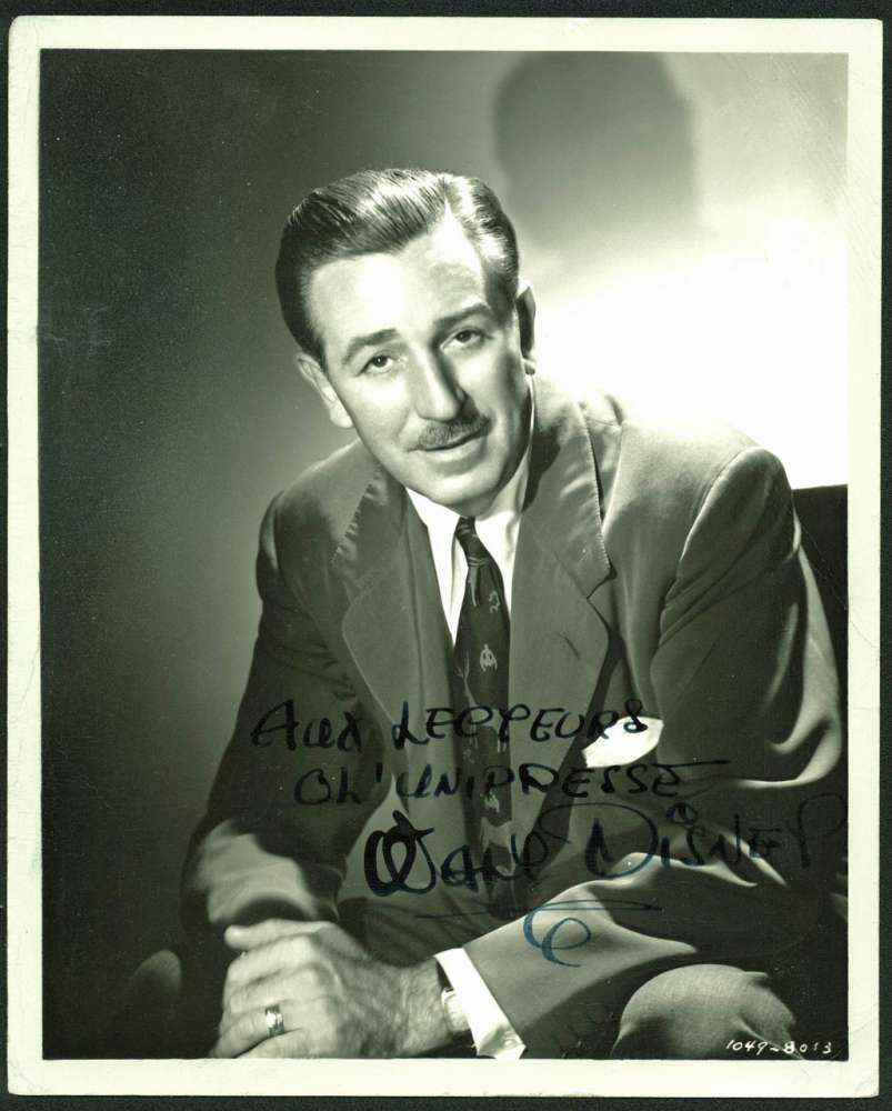 Walt Disney Signed 8x10 Photo with Inscription (PSA LOA) | Pristine Auction