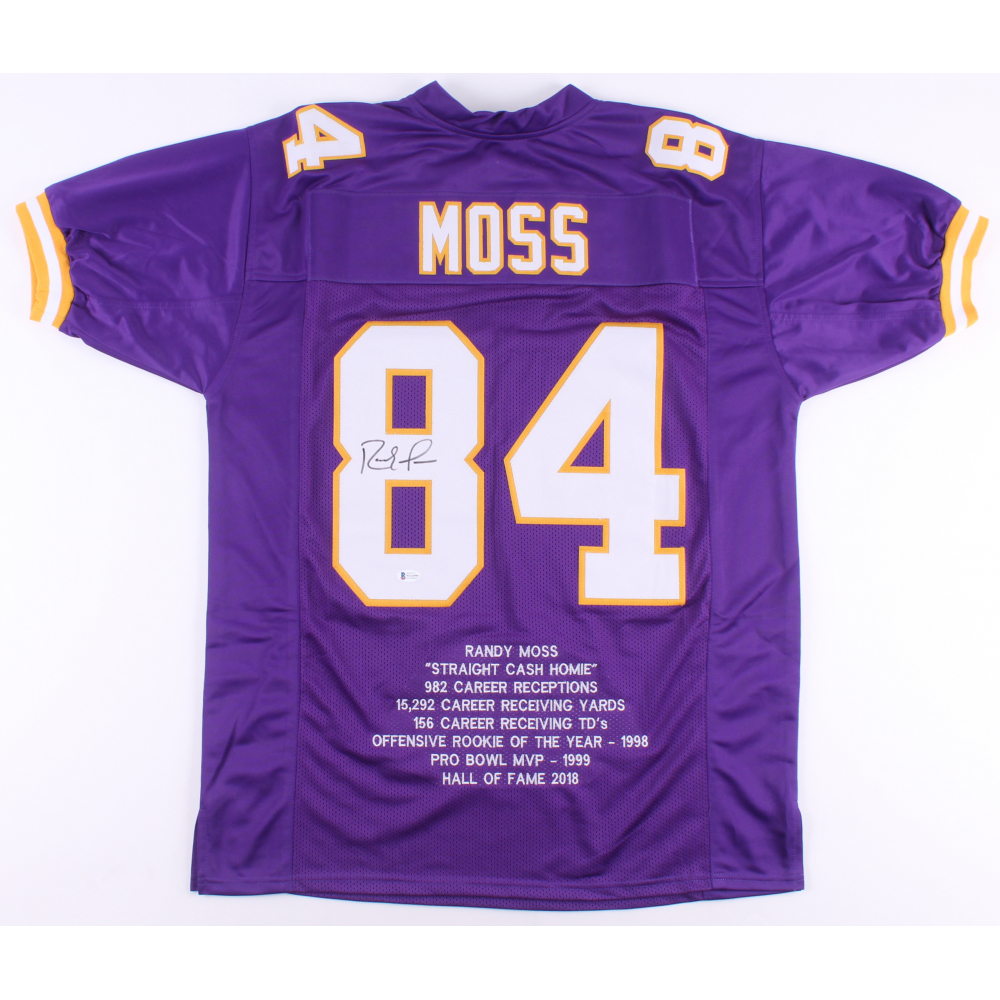 Randy Moss Signed Career Highlight Stat Jersey (Beckett) | Pristine Auction