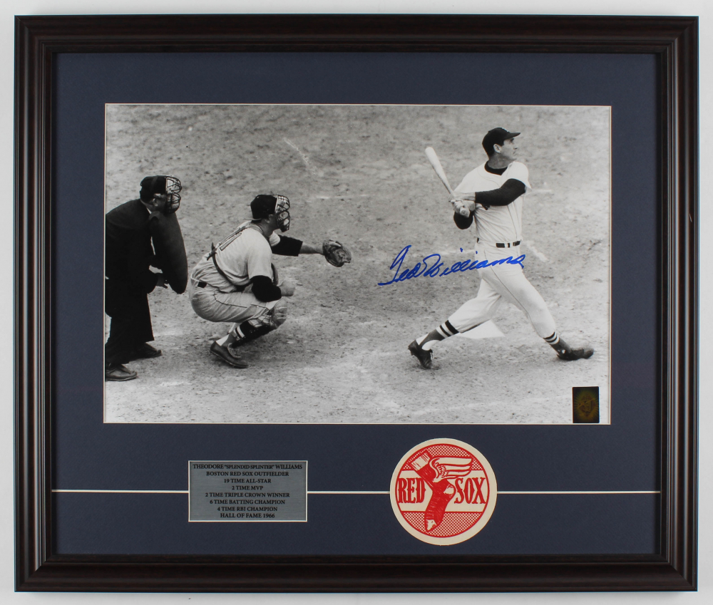 Ted Williams Signed Red Sox 21.5x25.5 Custom Framed Photo Display with ...