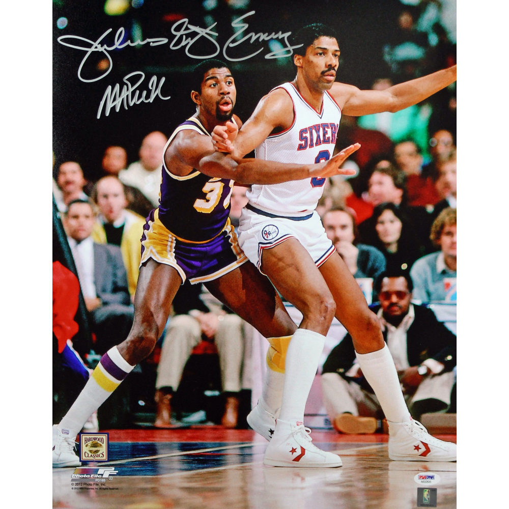 Magic Johnson & Julius "Dr. J" Erving Signed 16x20 Photo (PSA COA ...
