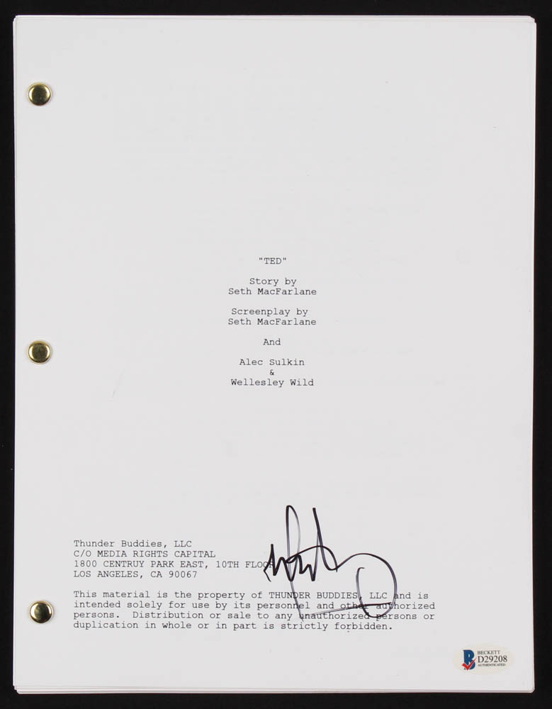 Mark Wahlberg Signed "Ted" Script (Beckett COA) | Pristine Auction