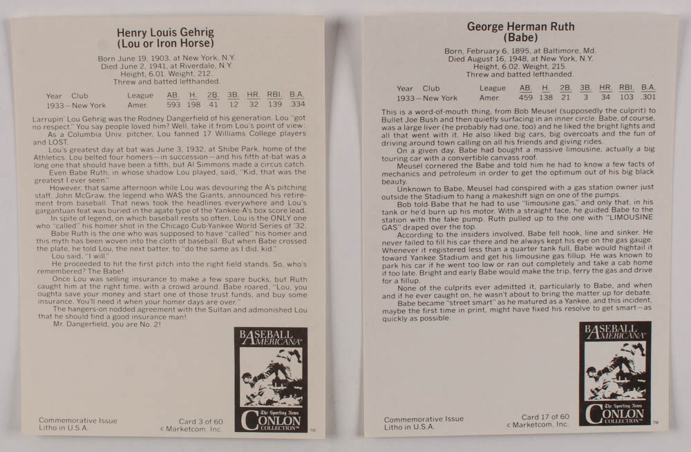 1983 The Sporting News 50th Anniversary 1933 All Star Game / Conlon ...