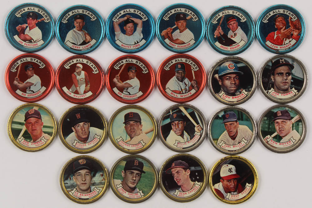 Lot of (22) 1964 Topps Coins Baseball Coins with #139 Whitey Ford, #97 ...