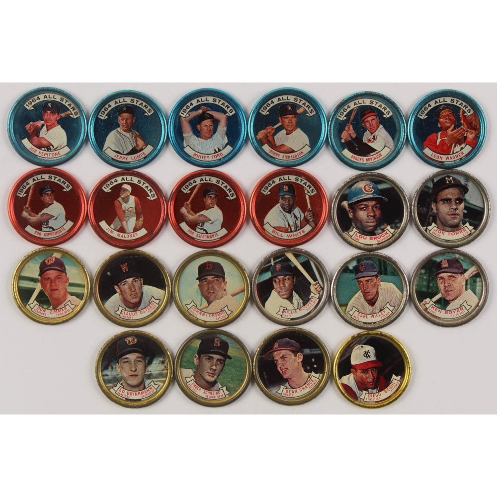 Lot of (22) 1964 Topps Coins Baseball Coins with #139 Whitey Ford, #97 ...