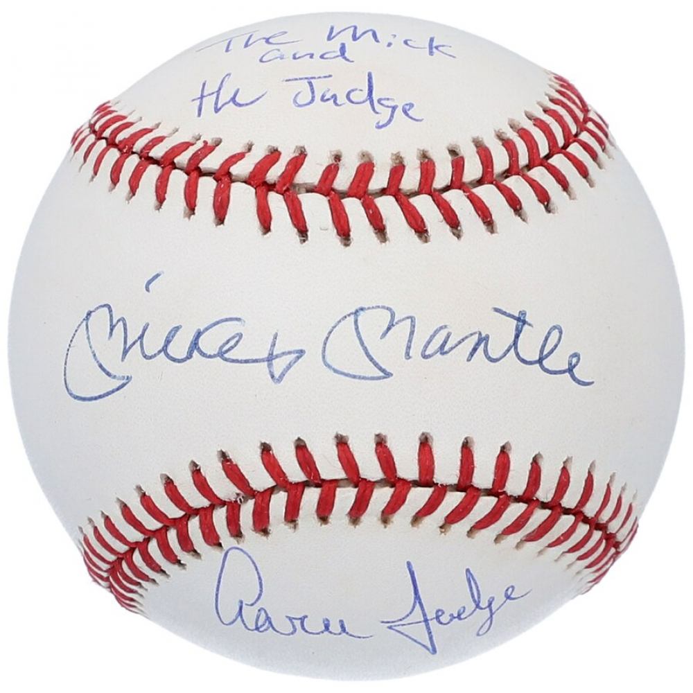 Mickey Mantle & Aaron Judge Signed OML Baseball Inscribed "The Mick and ...