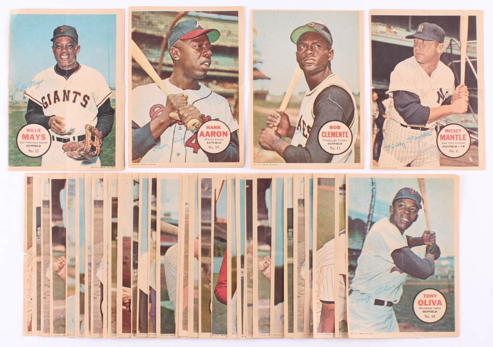 Lot of (38) 1967 Topps Poster Inserts with #15 Hank Aaron, #11 Bob ...