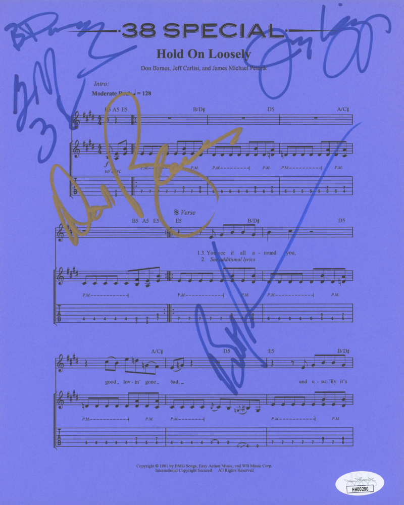 38 Special "Hold On Loosely" 8.5x10 Sheet Music Band-Signed by (5) With ...