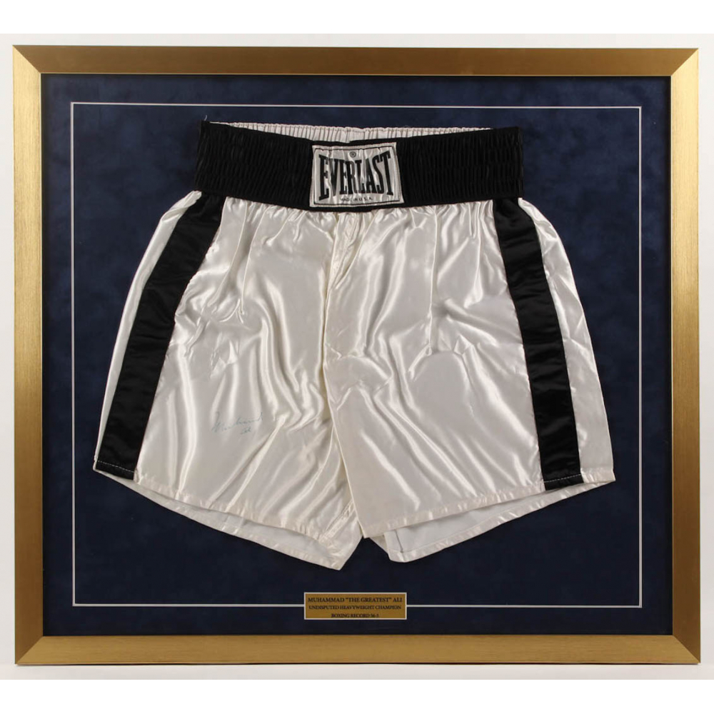 Muhammad Ali Signed 27x30 Custom Framed Boxing Trunks Display (JSA LOA ...